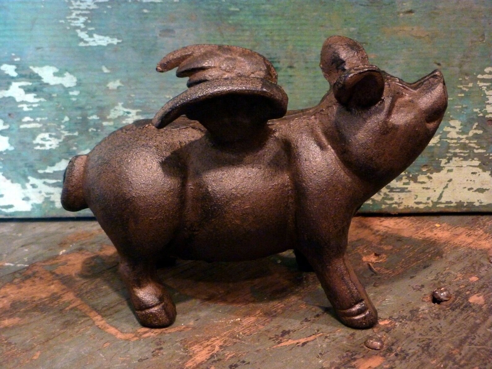 Cast Iron Metal Flying Pig Animal Farm Figurine Statue Home | Etsy