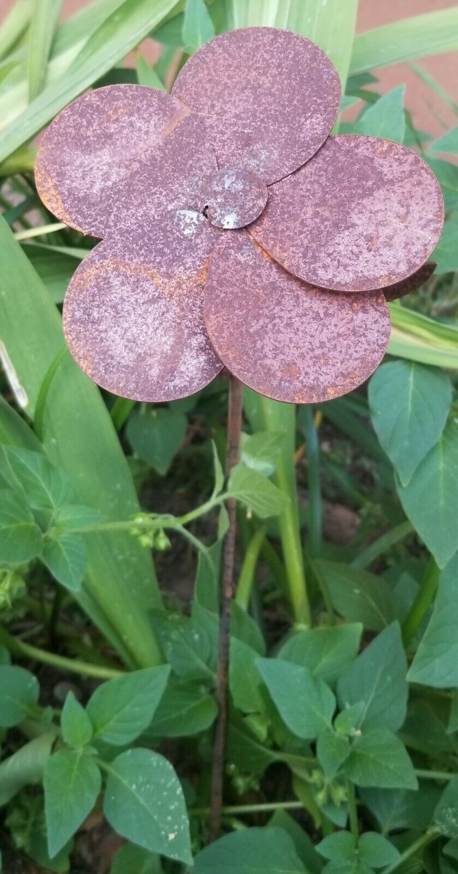 Set of 4 Cut Iron Metal Small Flower Picks Garden Stake Yard - Etsy