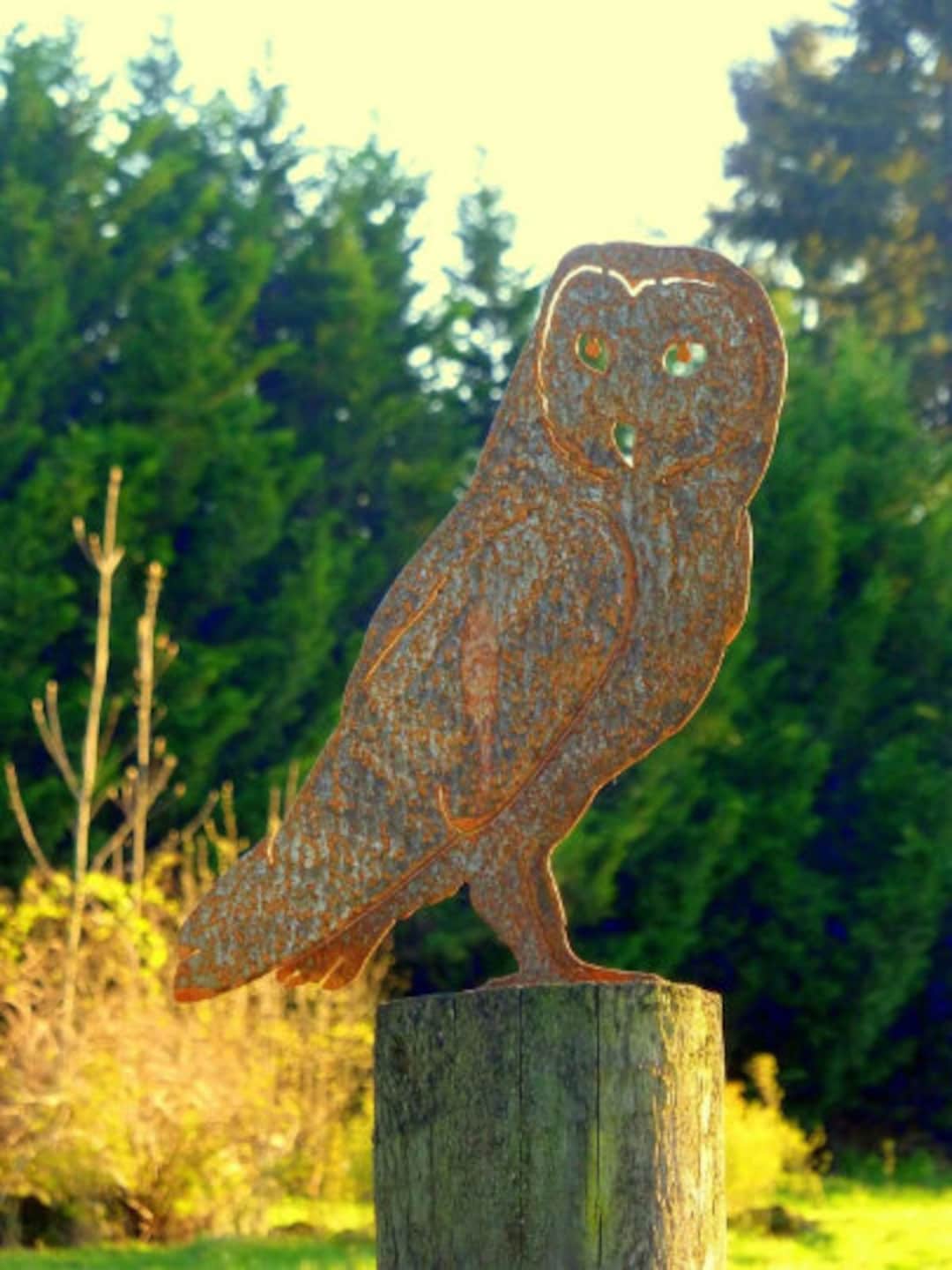 Cut Metal Rusty Barn Owl Garden Home Yard Lawn Window Outdoor Tree Art ...