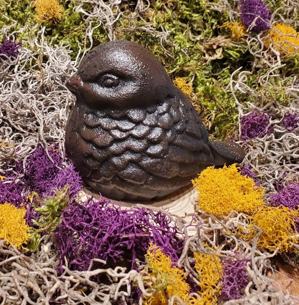 Cast Iron Brown Fluffed Chickadee-entry Piece-elegant Decor-vintage ...