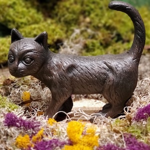 Cast Iron Standing Cat Statue Figurine Decor - Etsy