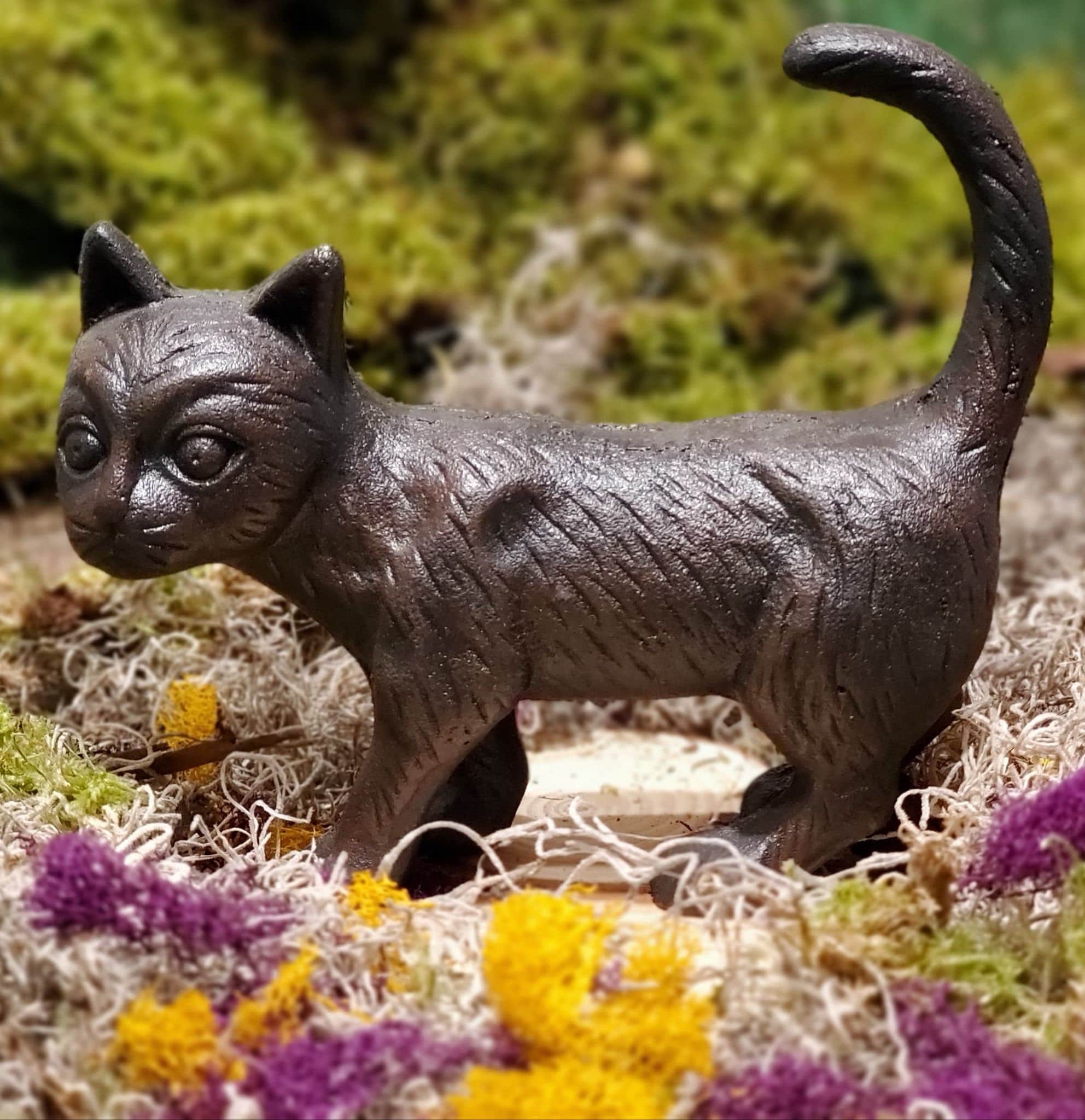 Cast Iron Standing Cat Statue Figurine Decor - Etsy