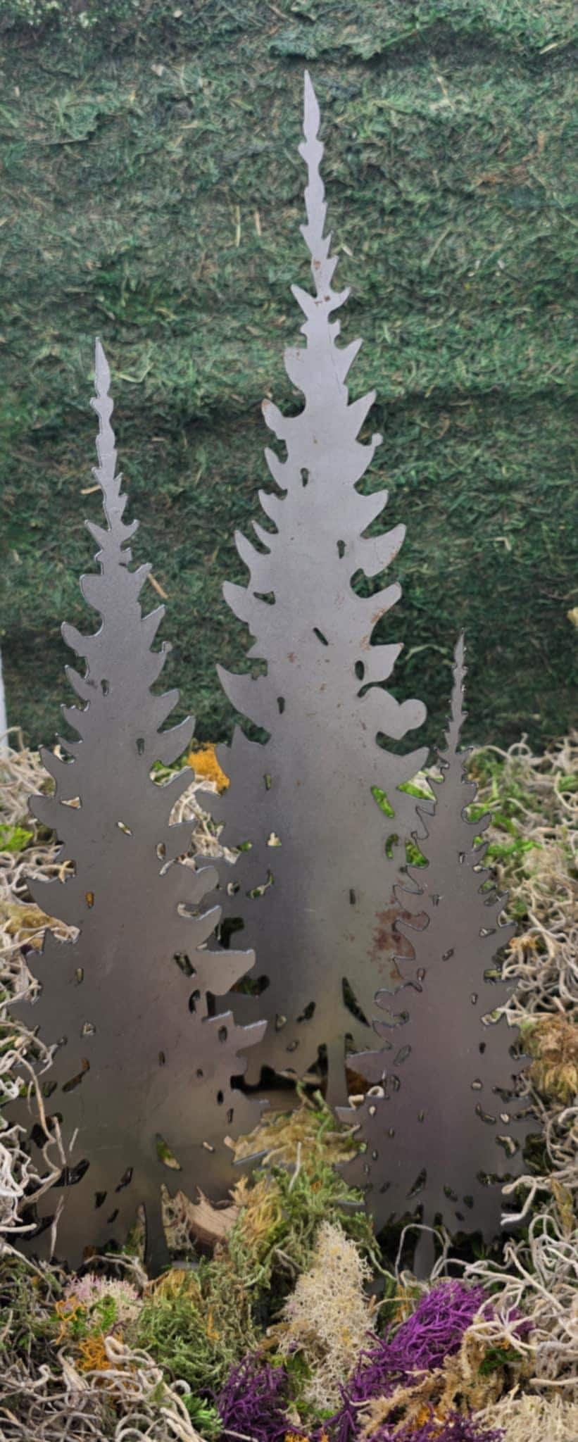 Cut Metal Table Top Fir Tree's Garden Home Yard Outdoor Lawn Fence Art ...