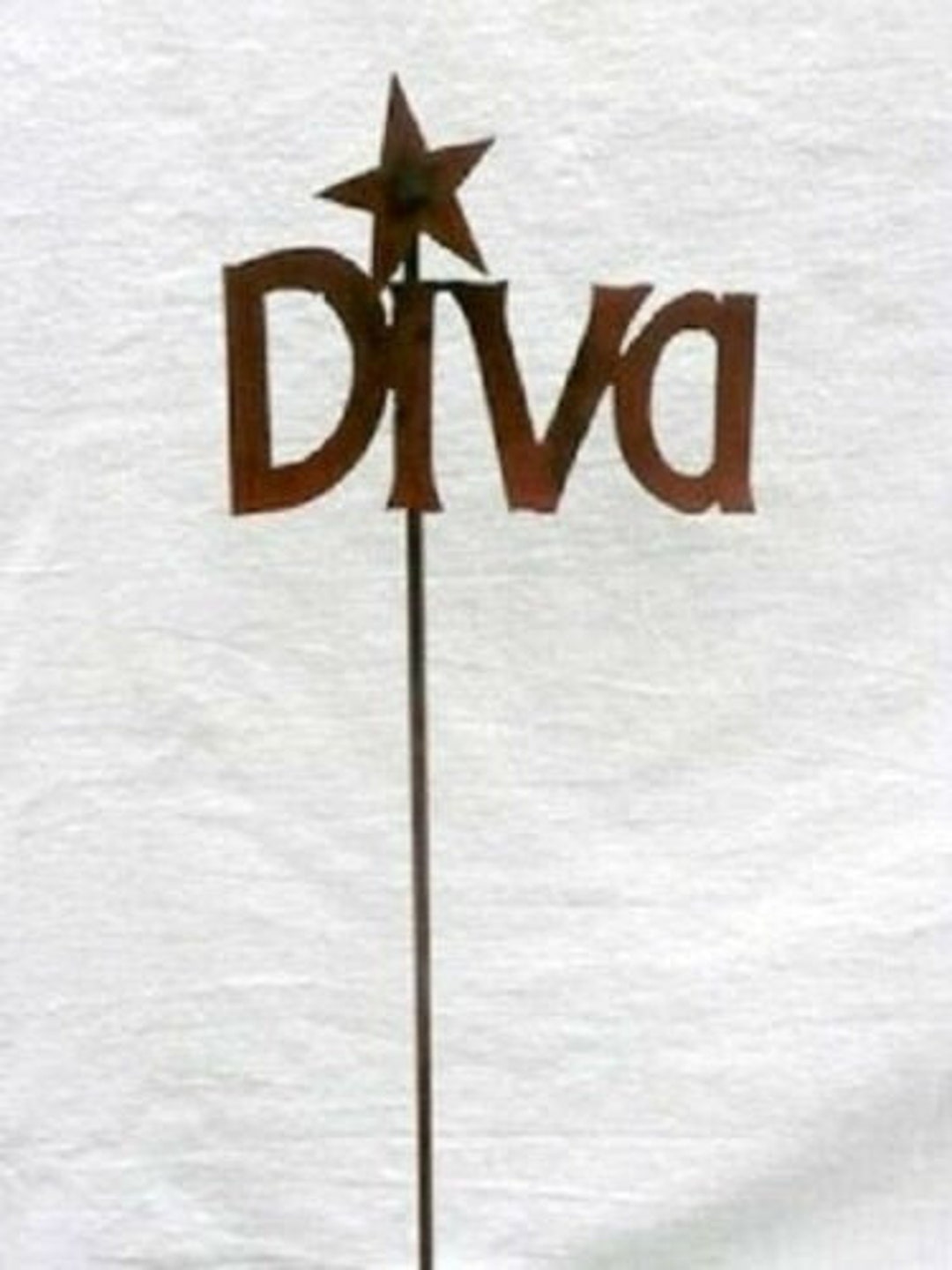 Iron Cut Metal Word Diva Plant Stake Garden Landscape Yard Outdoor Lawn ...
