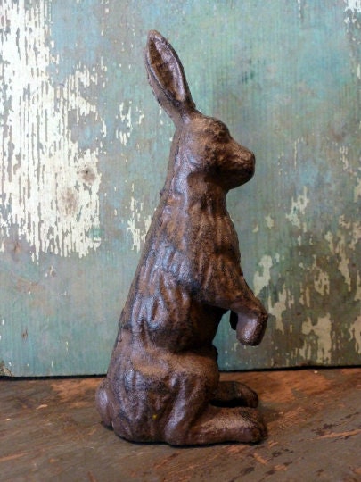 Brown Cast Iron Holiday Easter Rabbit Bunny Traditional Statue - Etsy