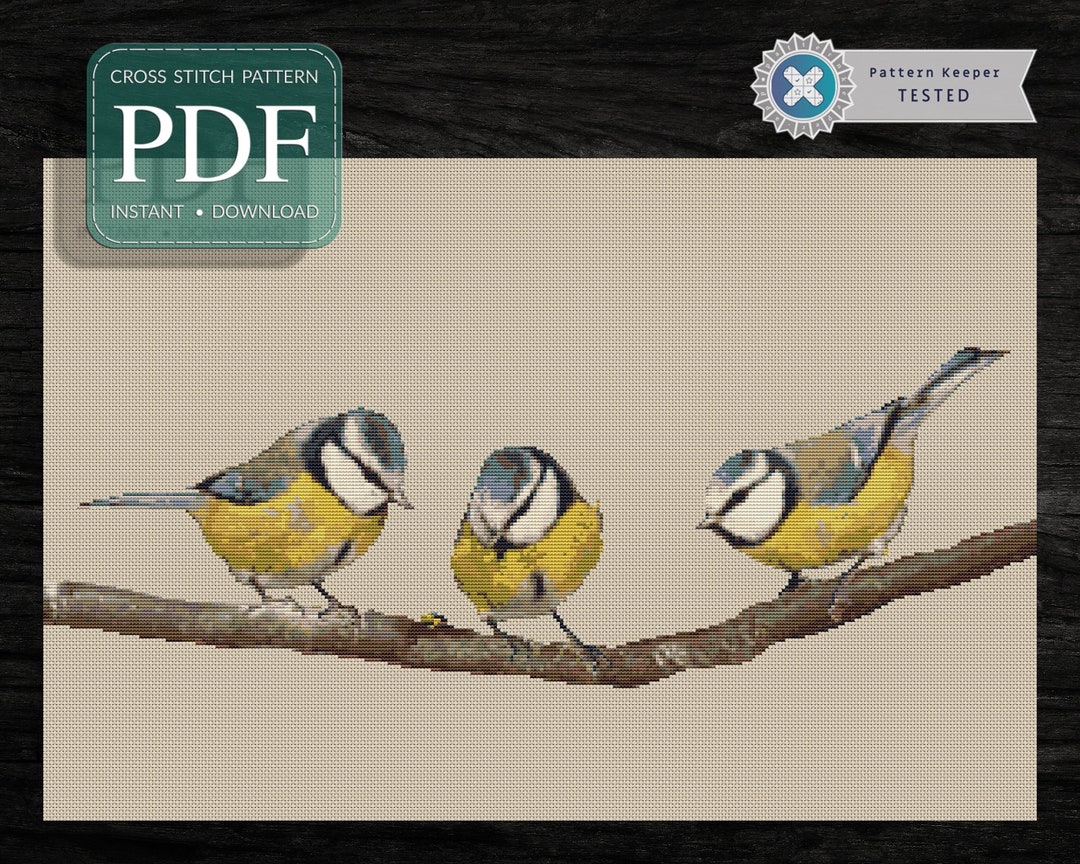 THREE TITMICE, Bird, Titmouse, Titmice, Cross Stitch Designs With ...