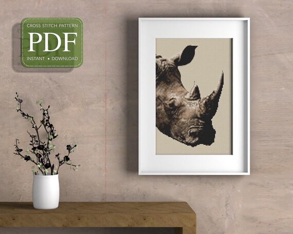 RHINO RHINOCEROS Cross Stitch Pattern Pdf Instant Download | Etsy