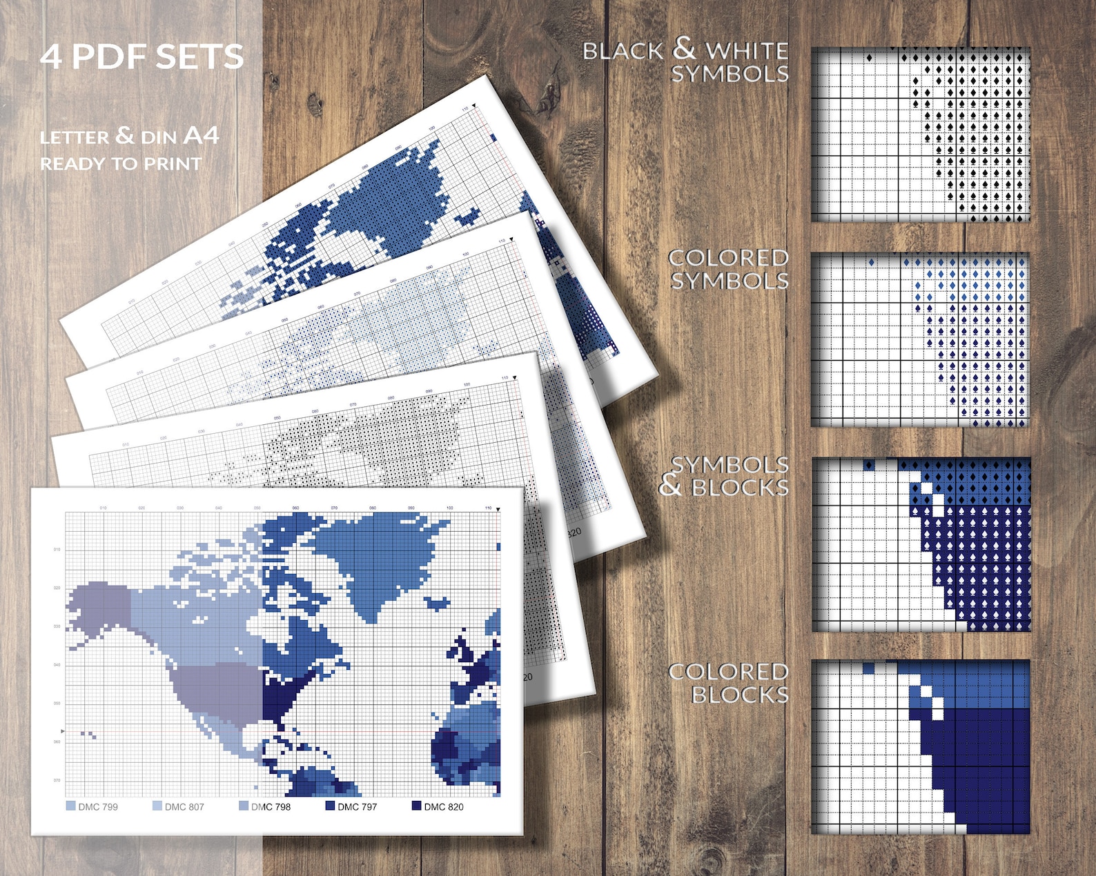 WORLD MAP - Cross Stitch Pattern Pdf, Instant Download, Map With ...