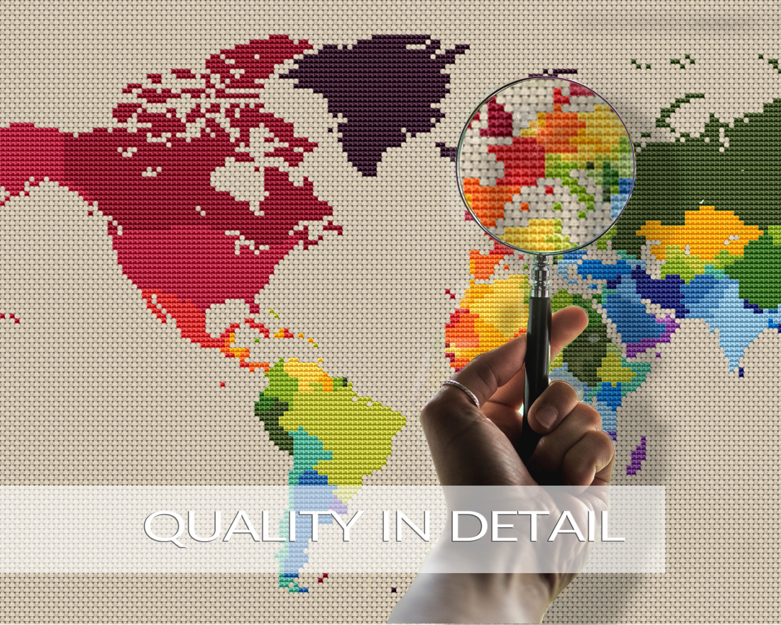 WORLD MAP - Cross Stitch Pattern Pdf, Instant Download, Map With ...