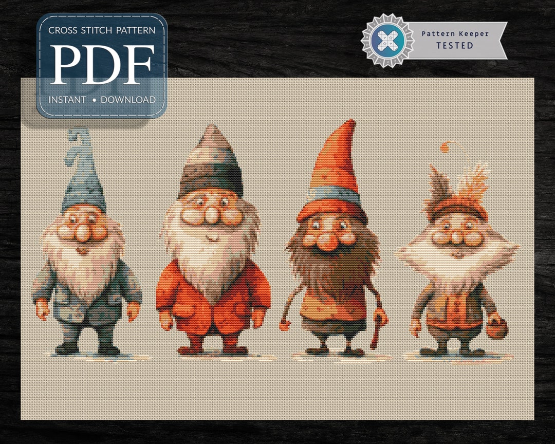 Three Cheeky Gnomes - Cross Stitch Charts for Instand Download - Etsy