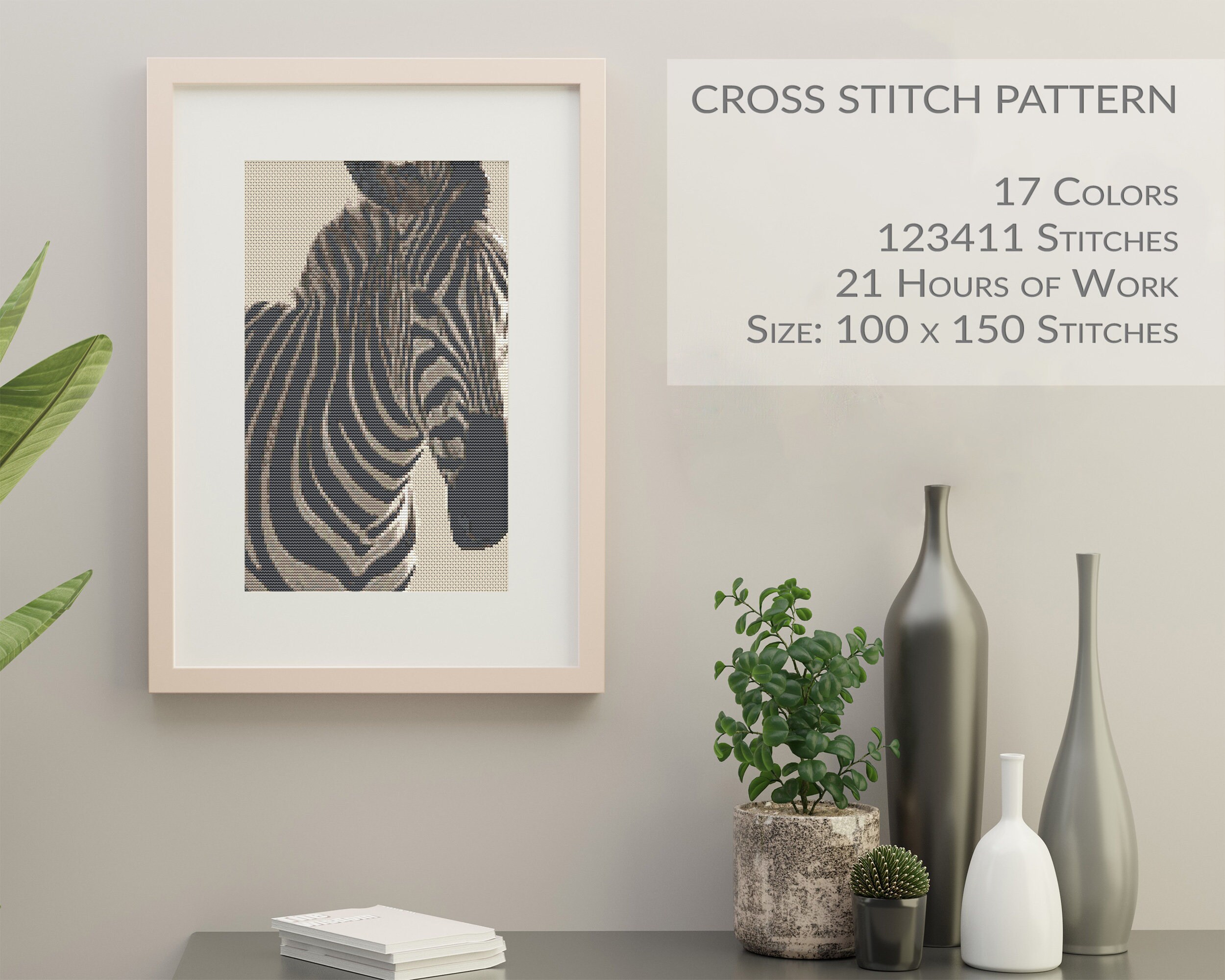 ZEBRA Cross Stitch Pattern Pdf Instant Download Black and - Etsy UK