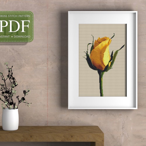 Yellow Rose Cross Stitch Pattern - Etsy