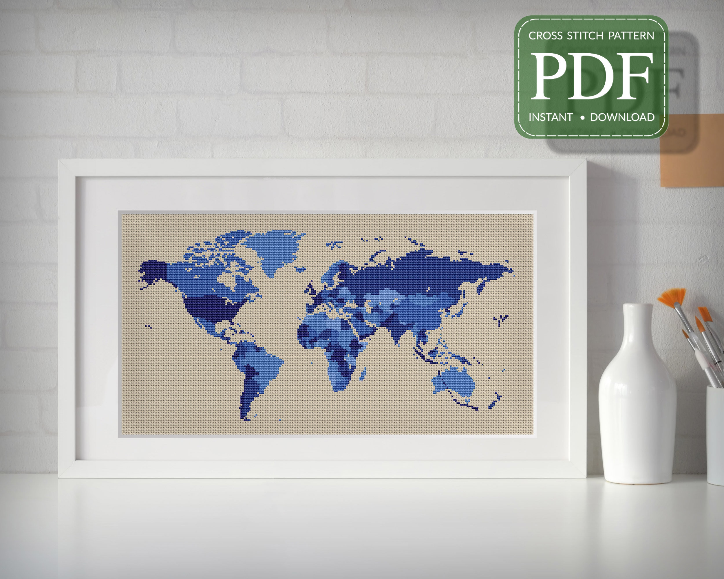 WORLD MAP - Cross Stitch Pattern Pdf, Instant Download, Map With ...
