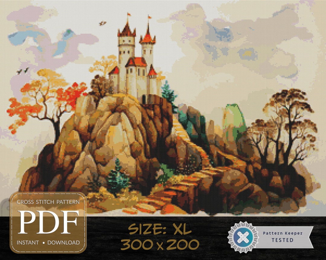 Magic Castle on the Mountain - Cross Stitch Pattern PDF Download - Etsy