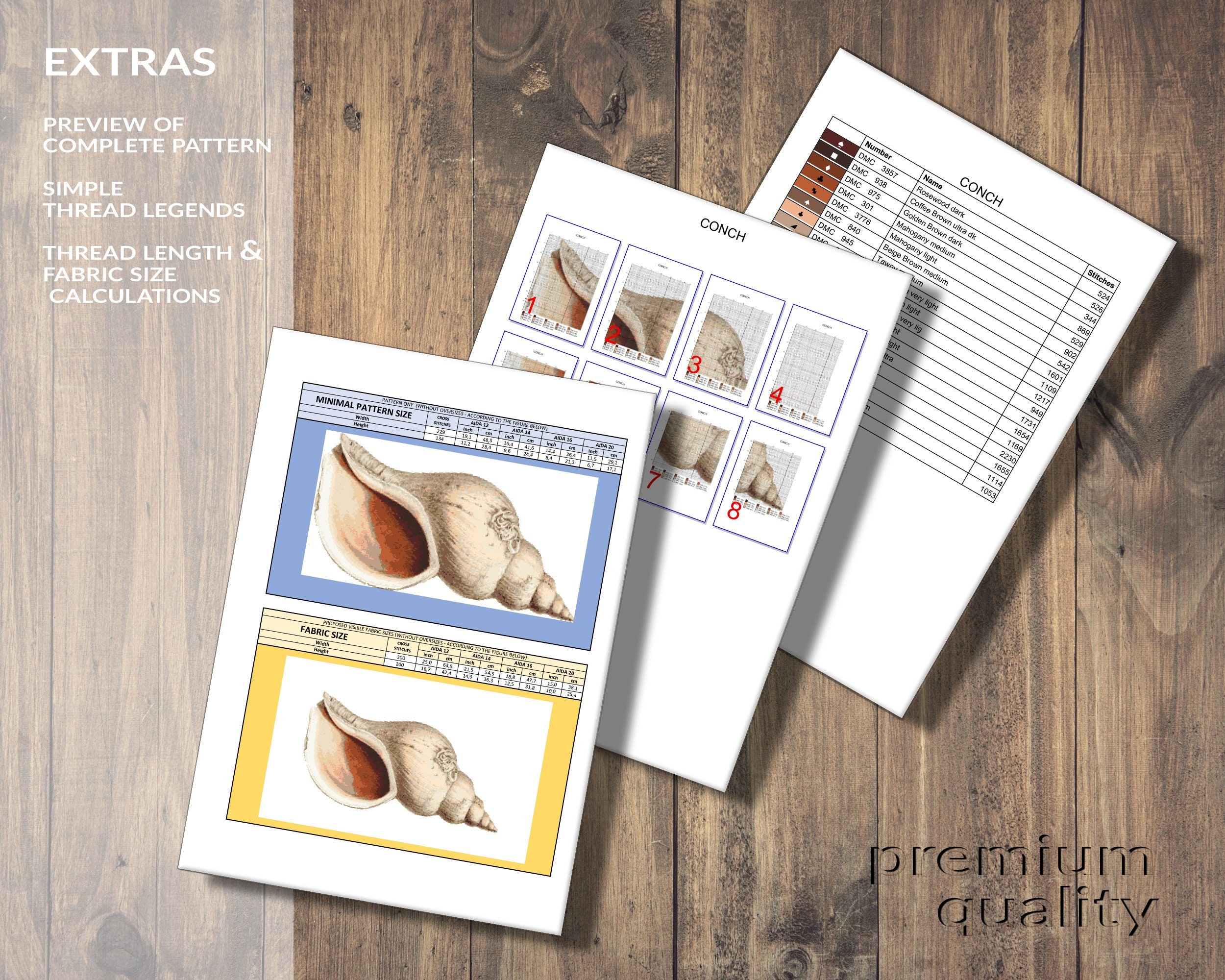 CONCH Conch Shell Counted Chart Pdf Download Charts Cross - Etsy