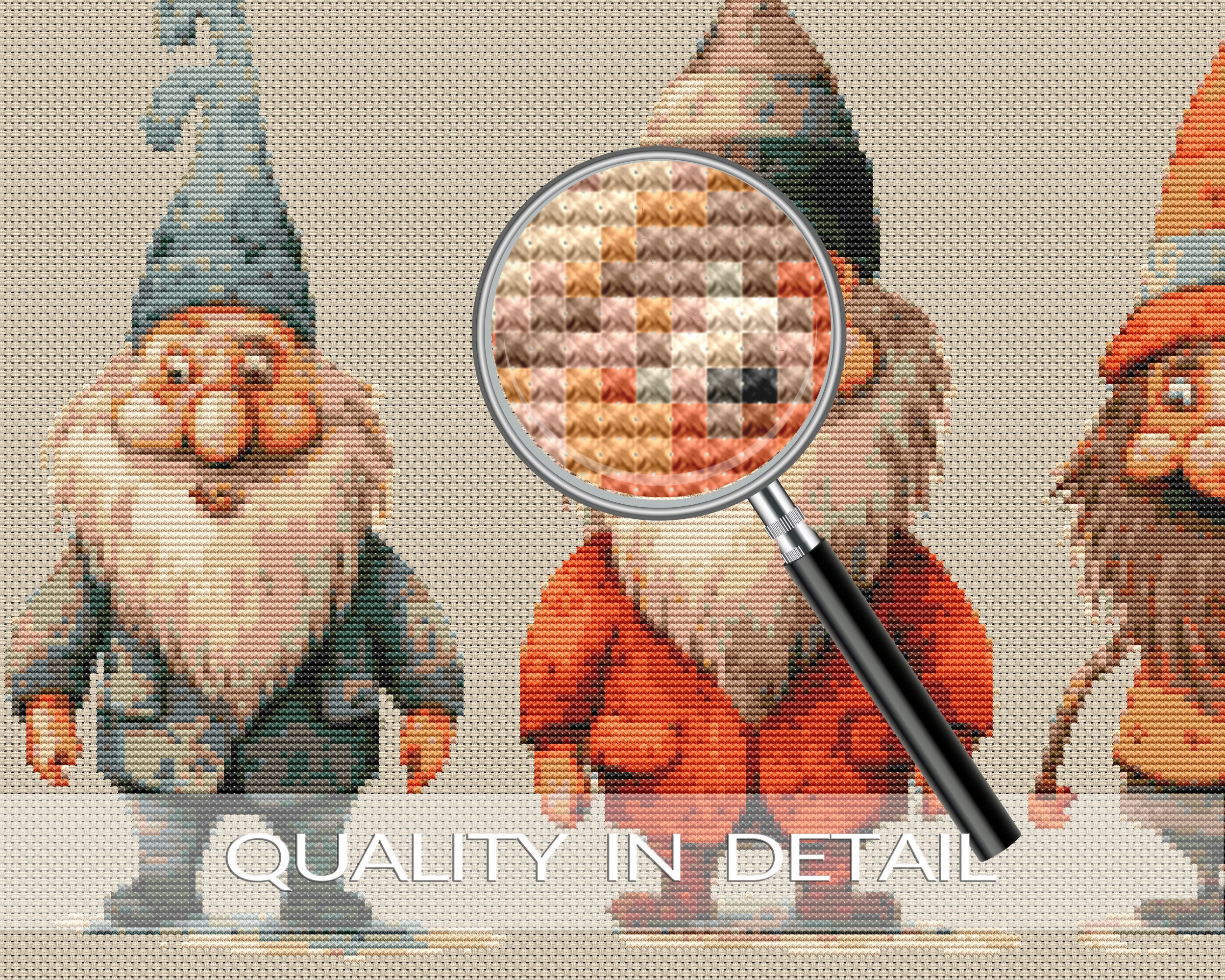 Three Cheeky Gnomes - Cross Stitch Charts for Instand Download - Etsy