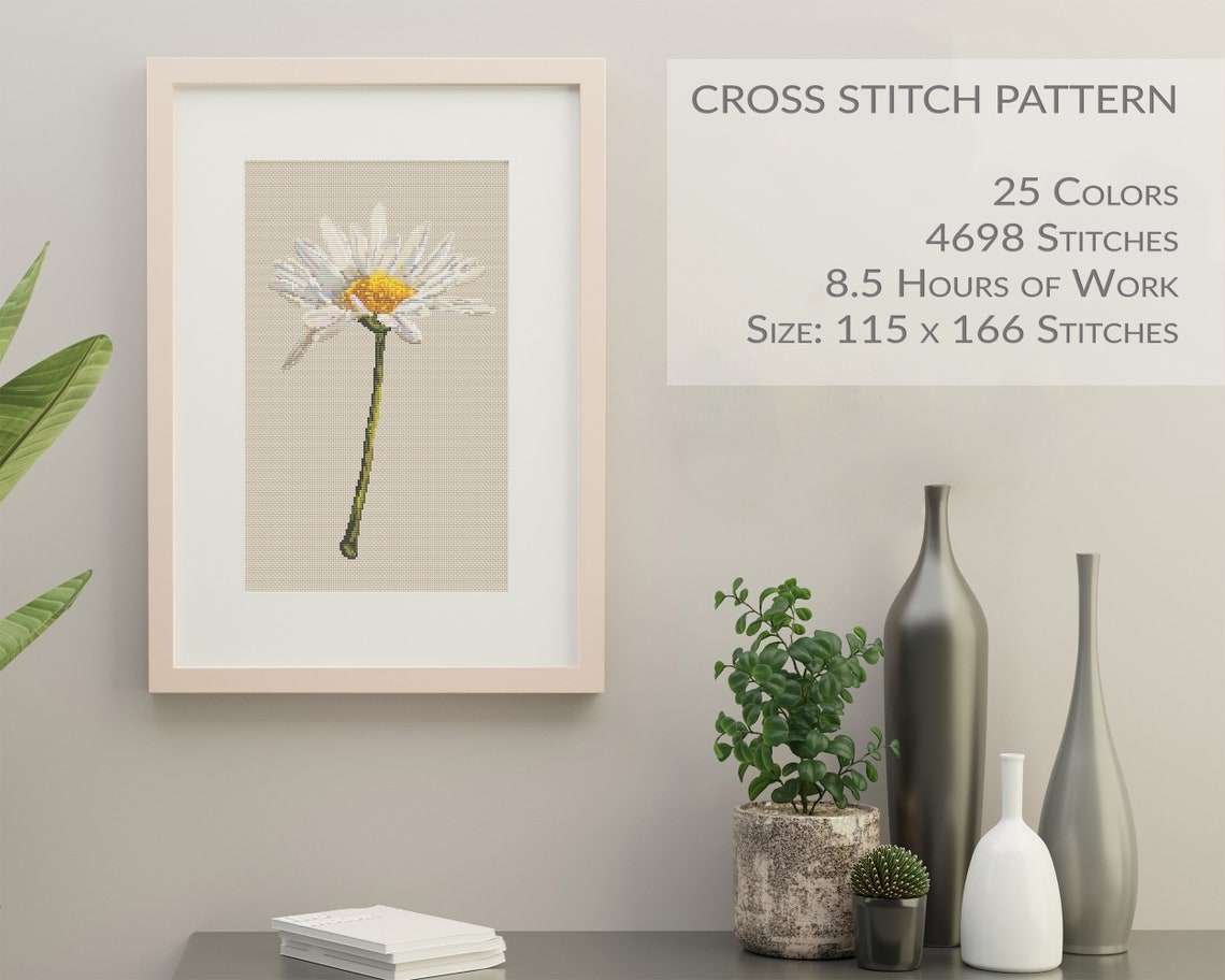 OXEYE DAISY - Cross Stitch Pattern Pdf, Instant Download, Realistic ...
