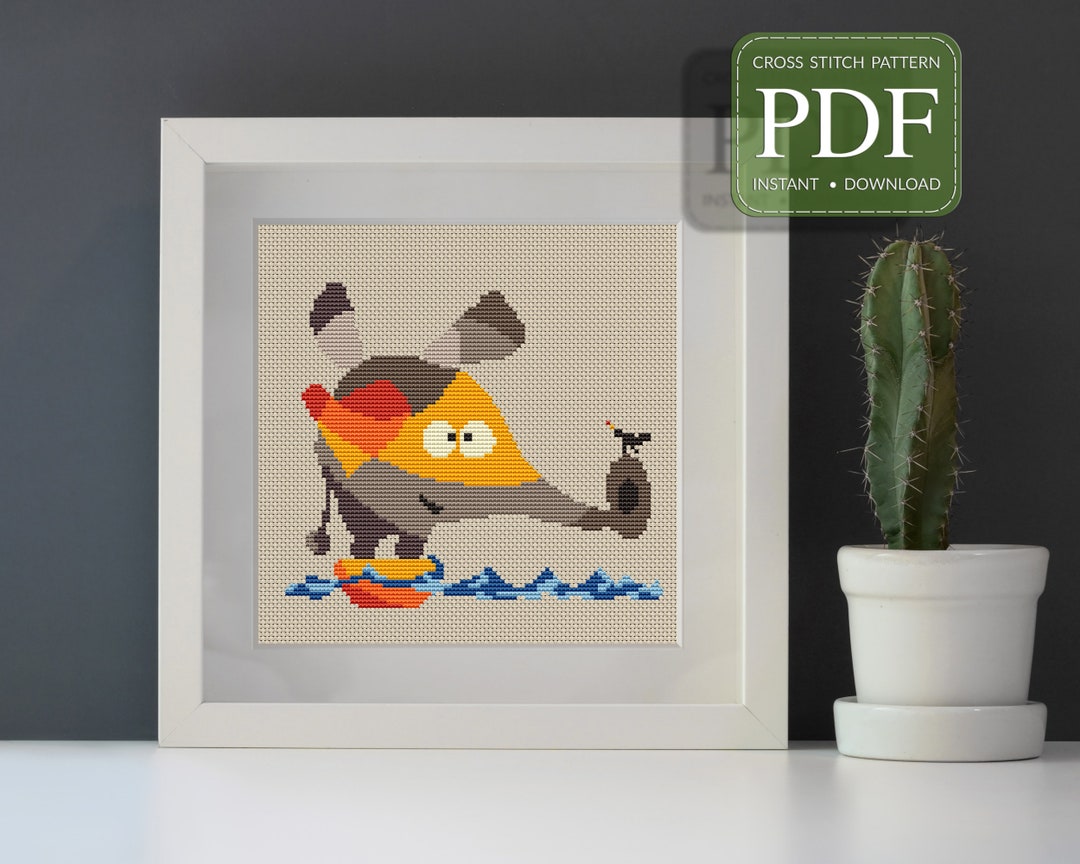 ANTEATER ON BOARD - Cross Stitch Pattern Pdf, Instant Download, Funny ...