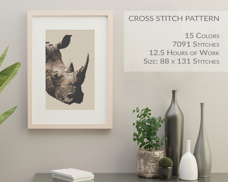 RHINO RHINOCEROS - Cross Stitch Pattern Pdf, Instant Download, African ...
