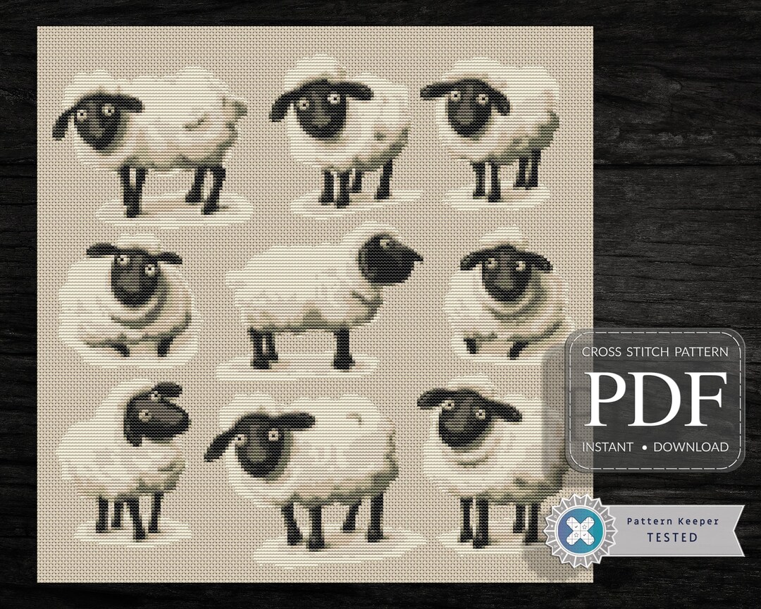 Nine Little Cute Sheep - Cross Stitch Pattern PDF Download - Etsy