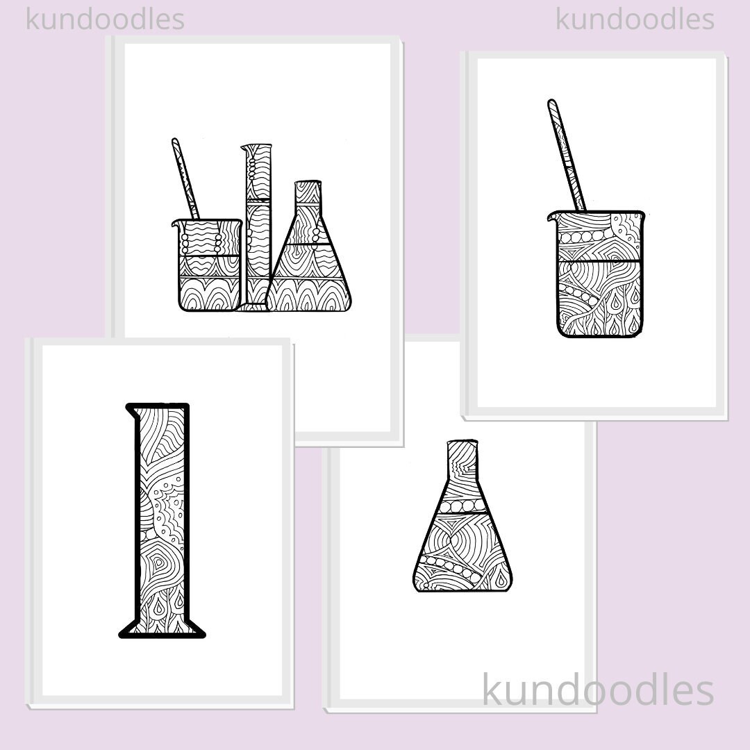 Printable Science Adult Coloring Pages. SCIENCE Flasks, Science ...