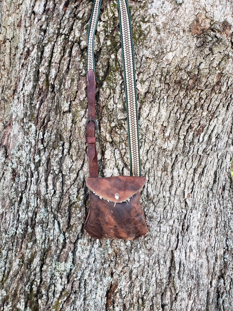 Bark Tanned Deer Hide Pouch With Woven Strap - Etsy