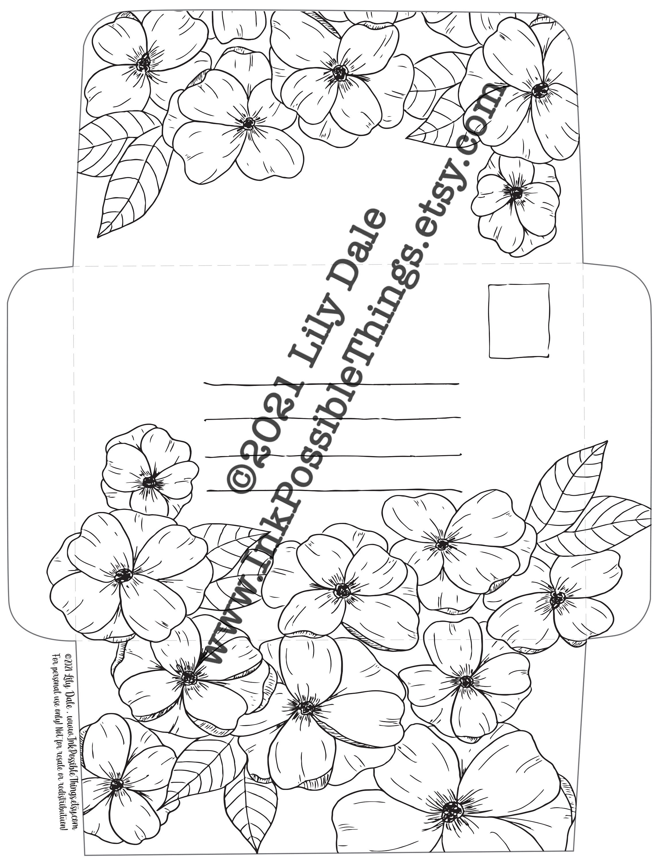 Floral Digital Envelope Template Made to Print at Home (penpal ...