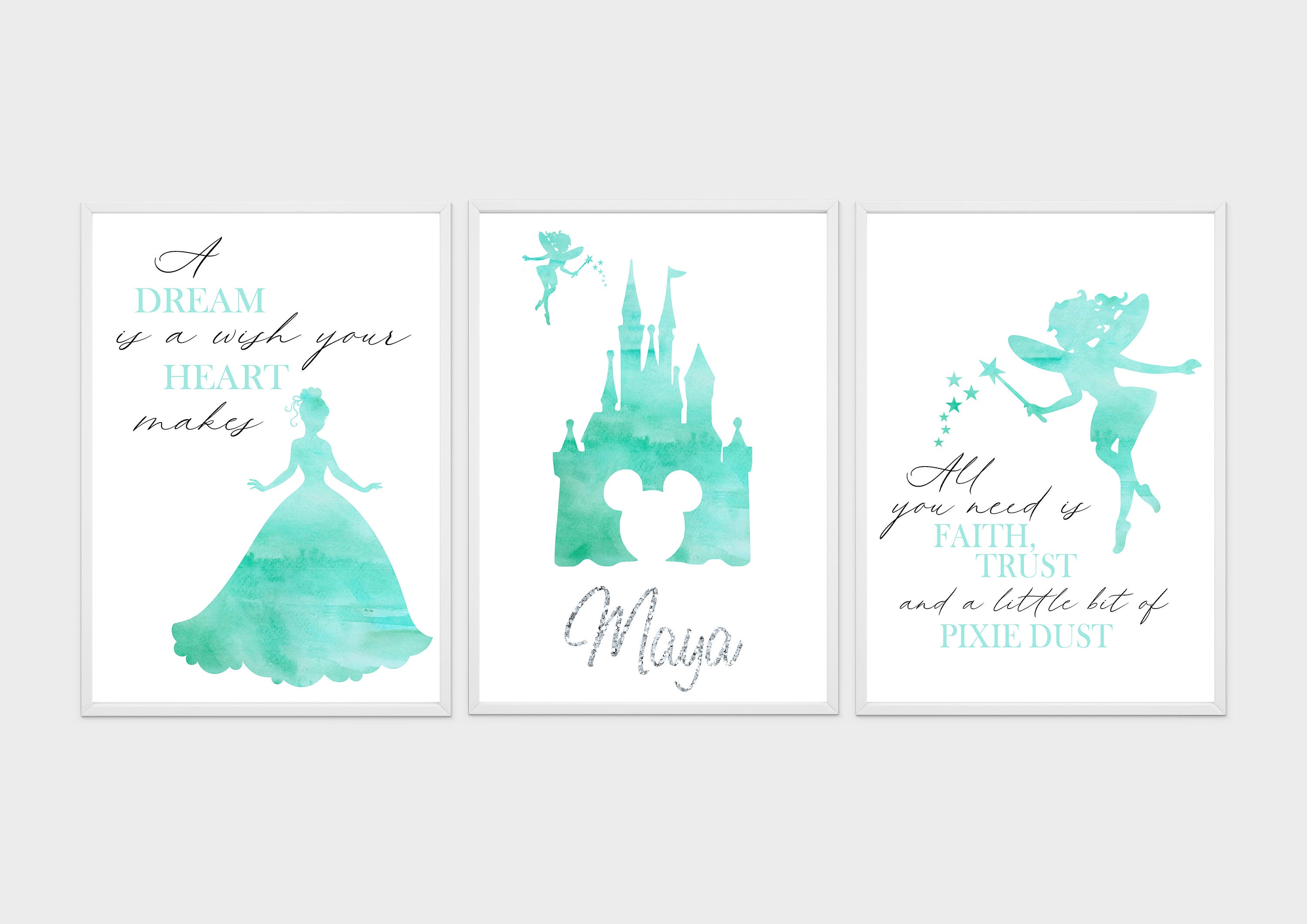 Personalised Princess Prints Set of 3 Nursery Decor Nursery - Etsy UK