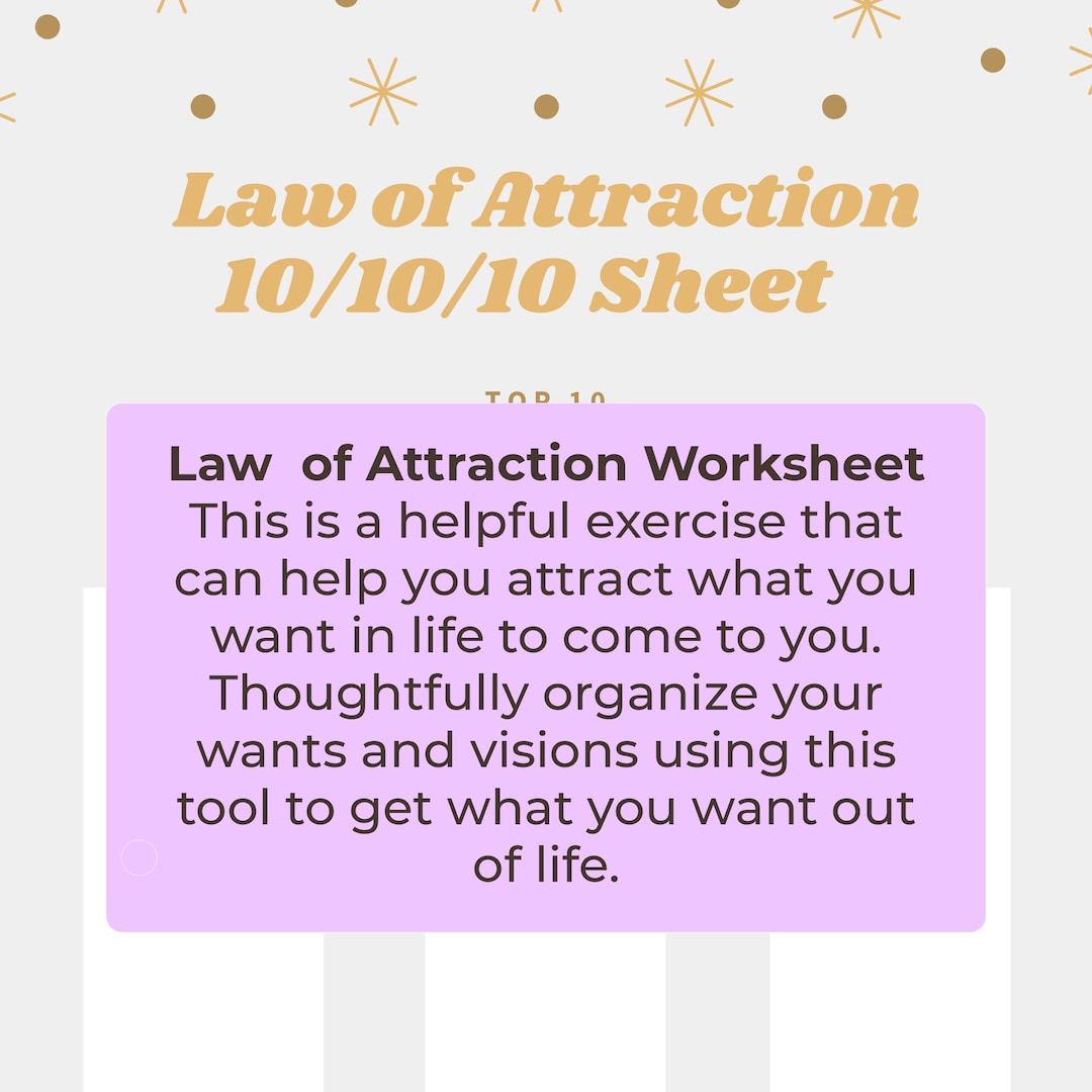Law of Attraction Worksheet - Etsy