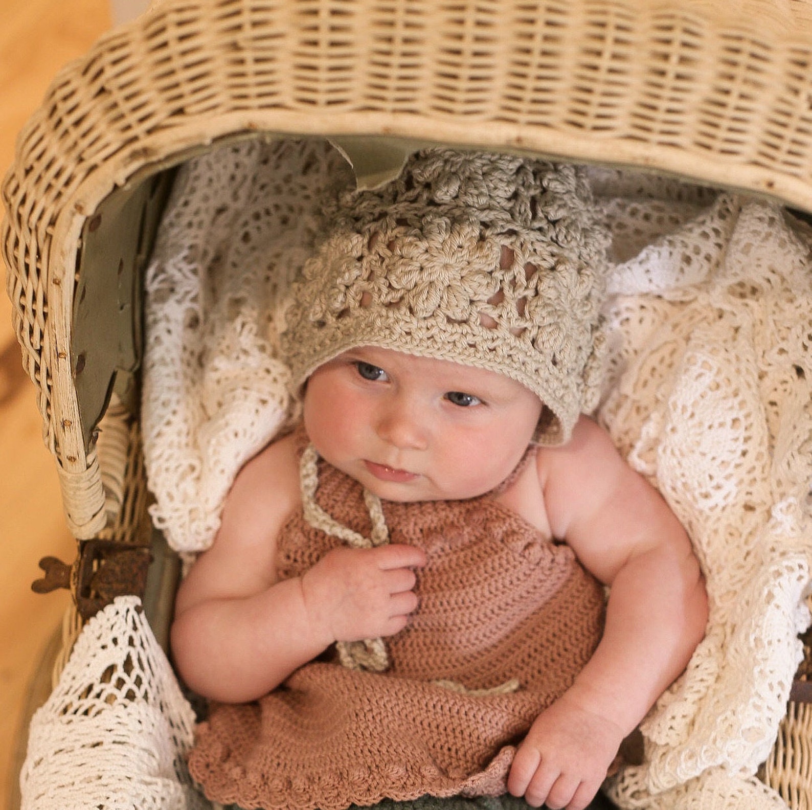 Daisy Square Bonnet Crochet Pattern - Etsy