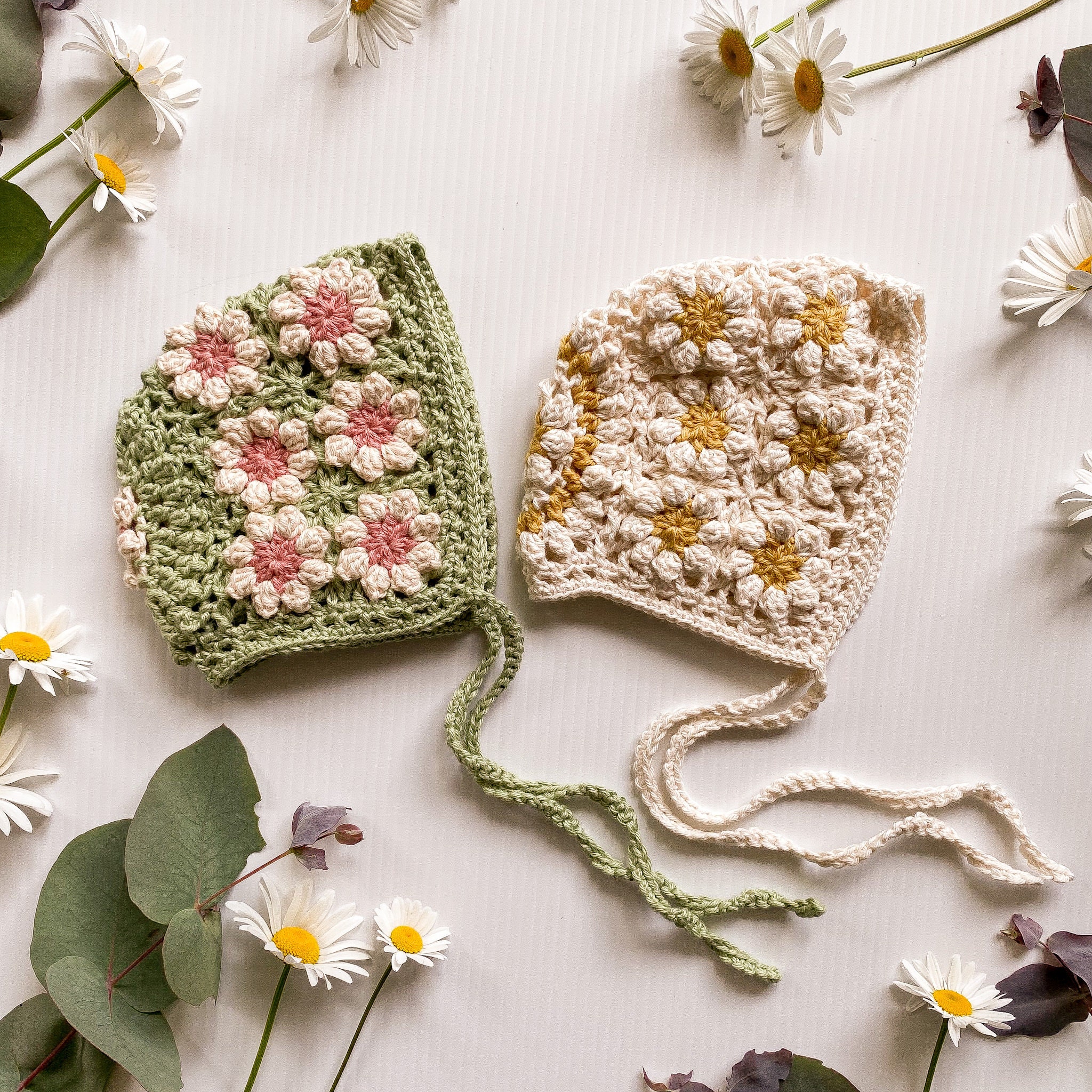 Daisy Square Bonnet Crochet Pattern - Etsy