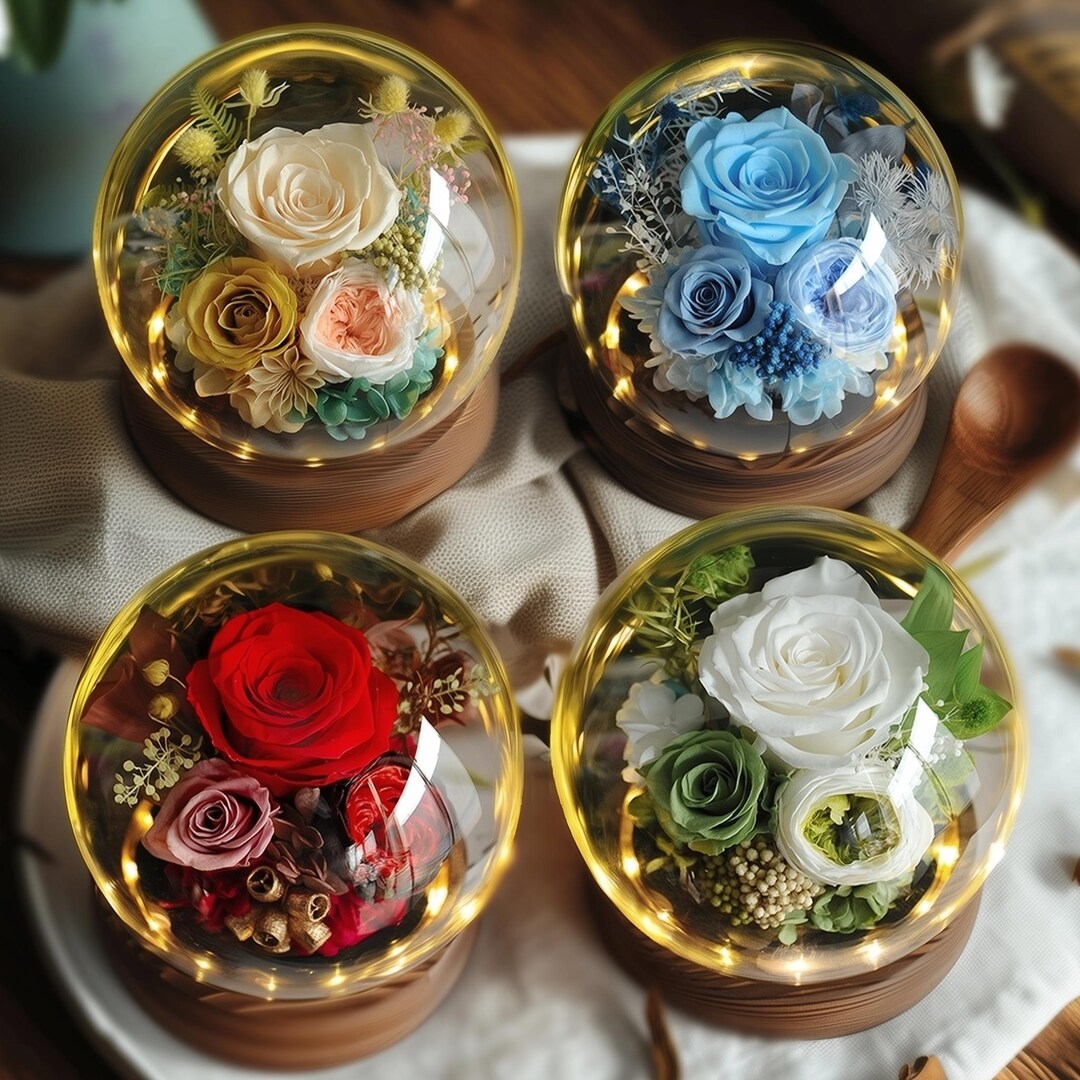 Romantic Handcrafted Preserved Rose in Glass Ball Dome, Valentine's Day ...