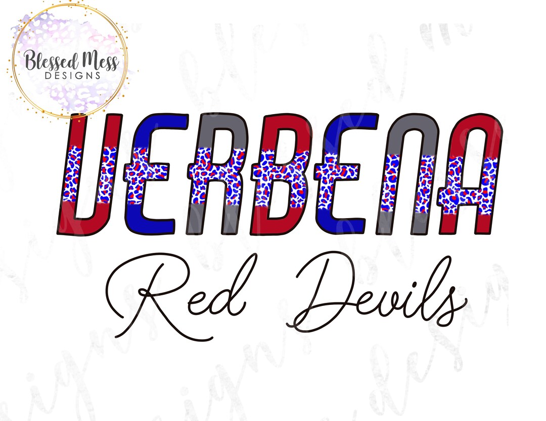 Red Devils School Mascot Boho Lettering Sublimation Digital Download ...