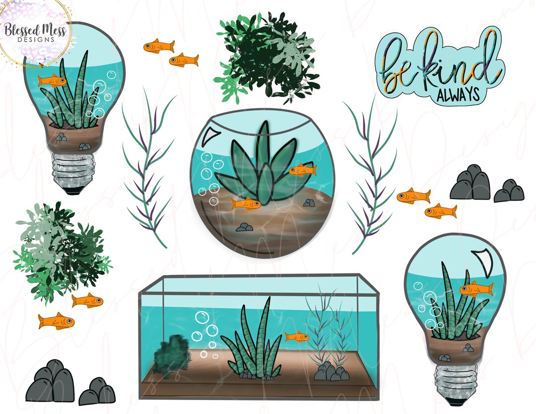 Gold Fish Aquariums Sticker Bundle Digital Download PNG - Etsy