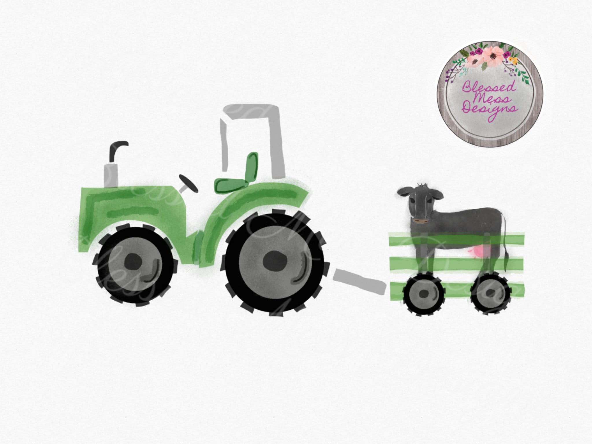 Watercolor Tractor With Calf Sublimation Digital Download Png - Etsy