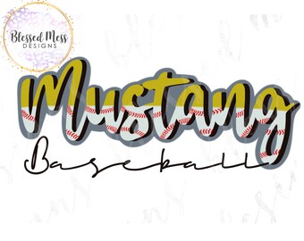 Mustang Baseball Digital Download .PNG Sublimation Ready Direct to Film ...