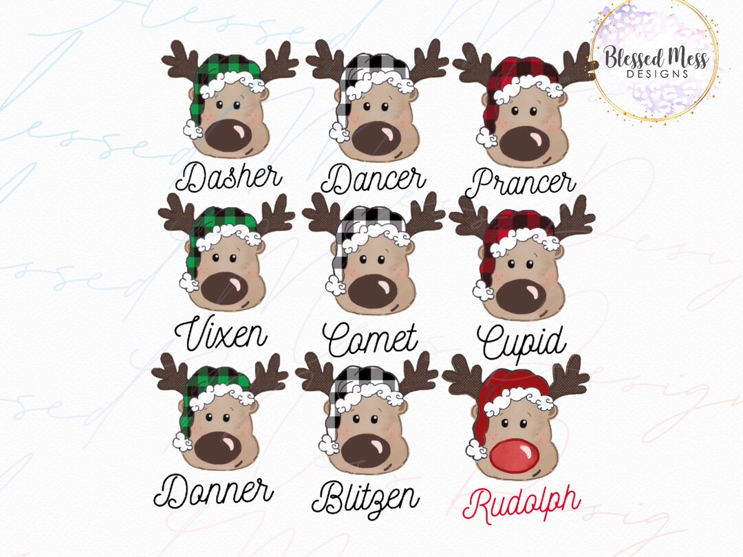 Santa's 9 Reindeer Sublimation Digital Download Png - Etsy