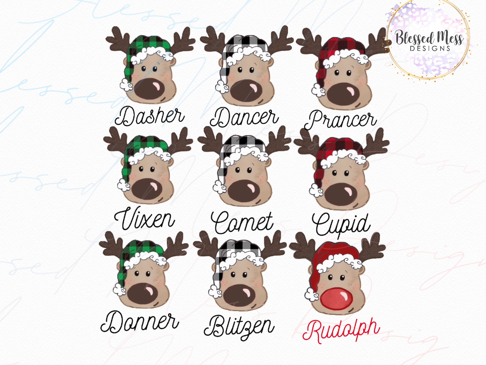 Santa's 9 Reindeer Sublimation Digital Download Png - Etsy