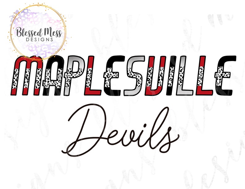 Digital Art & Collectibles Red Devils School Mascot Boho Lettering ...