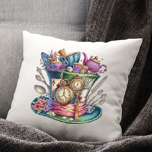 Mad Hatter Hat Cross Stitch Pattern: Alice in Wonderland Embroidery ...