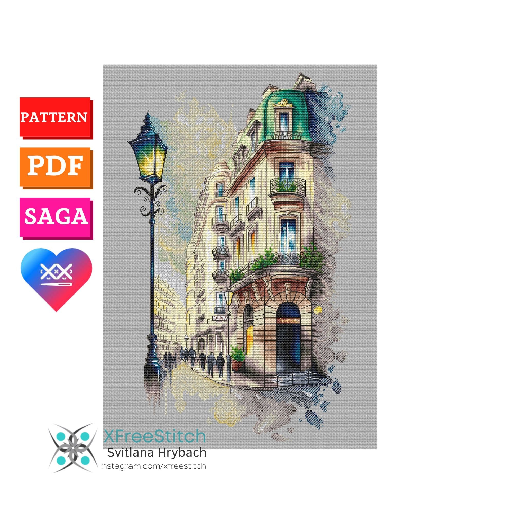 Cross Stitch Pattern Paris Street. Digital Pattern European - Etsy
