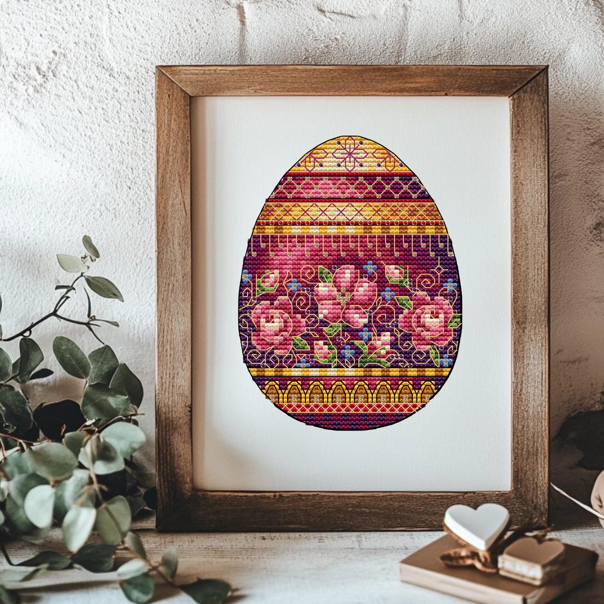 Easter Egg Cross Stitch Pattern Folk Phoenix Ornament Pinkeep ...