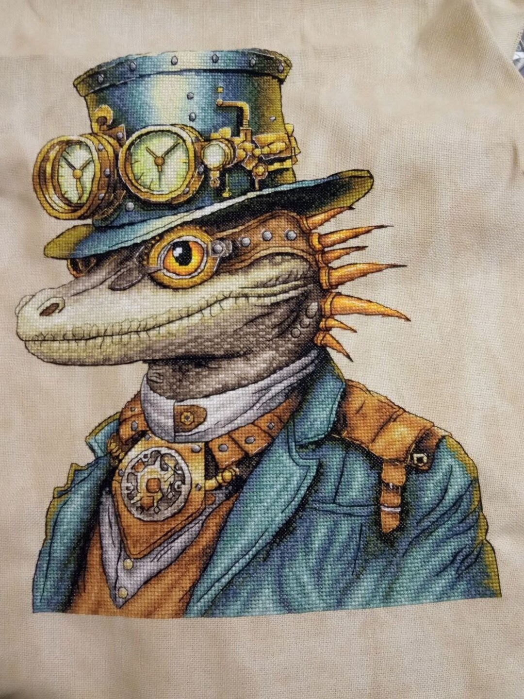 Mechanical Reptile Cross Stitch Pattern. Steampunk Iguana Digital ...