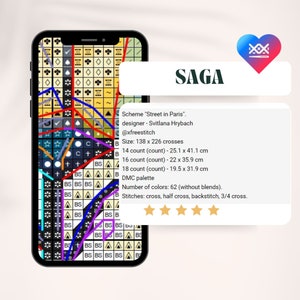 Cross Stitch Pattern Paris Street. Digital Pattern European City ...