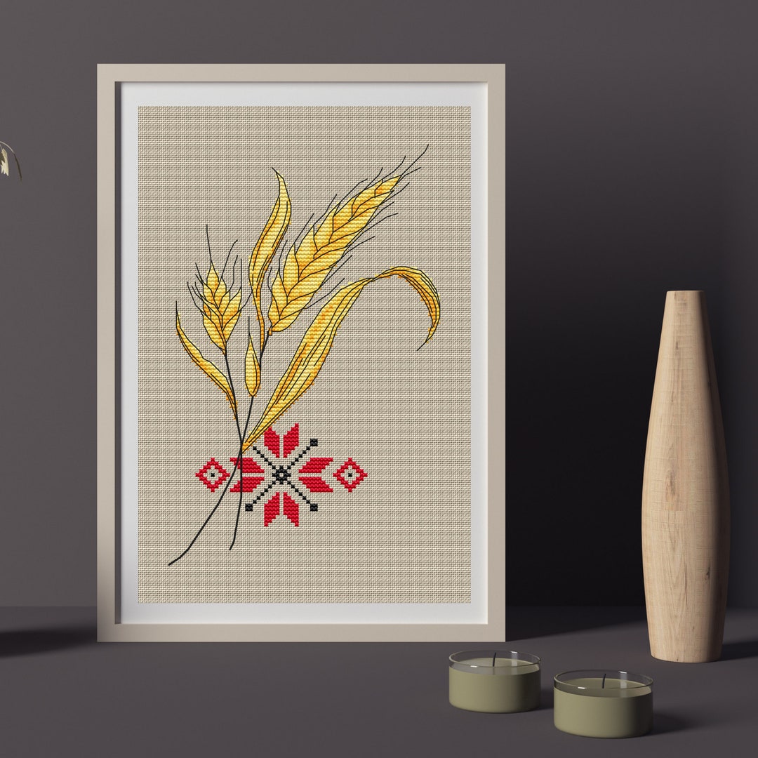 Ears of Wheat Cross Stitch Pattern. Ukrainian Spikelet and Ethnic Symbol Digital Downloads Pdf ...