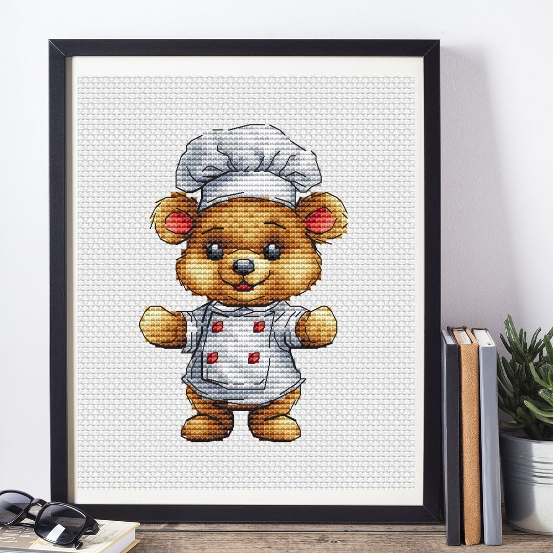 Teddy Bear Chef Cross Stitch Pattern. Digital Pattern Professions Teddy ...
