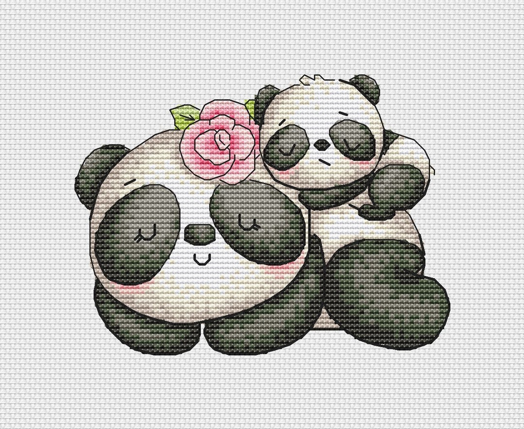 Mommy and Baby Panda Cross Stitch Pattern SAGA Instant Download, Panda ...