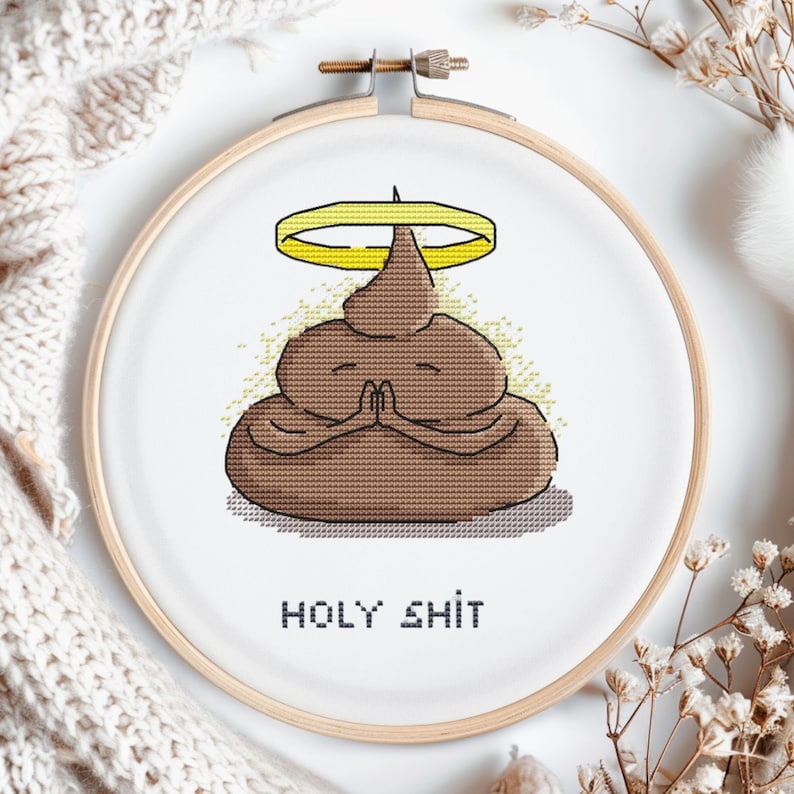 Modern Poop Emoji Cross Stitch Pattern. Funny Digital Download Kit ...