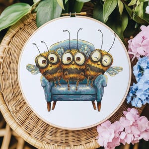 Cute Quirky Bees Cross Stitch Pattern. Digital Pattern Whimsical ...