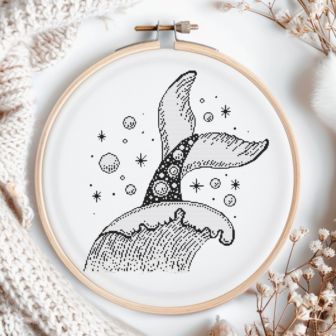 Mystical Whale Cross Stitch Pattern - Celestial Gothic Sampler Without ...